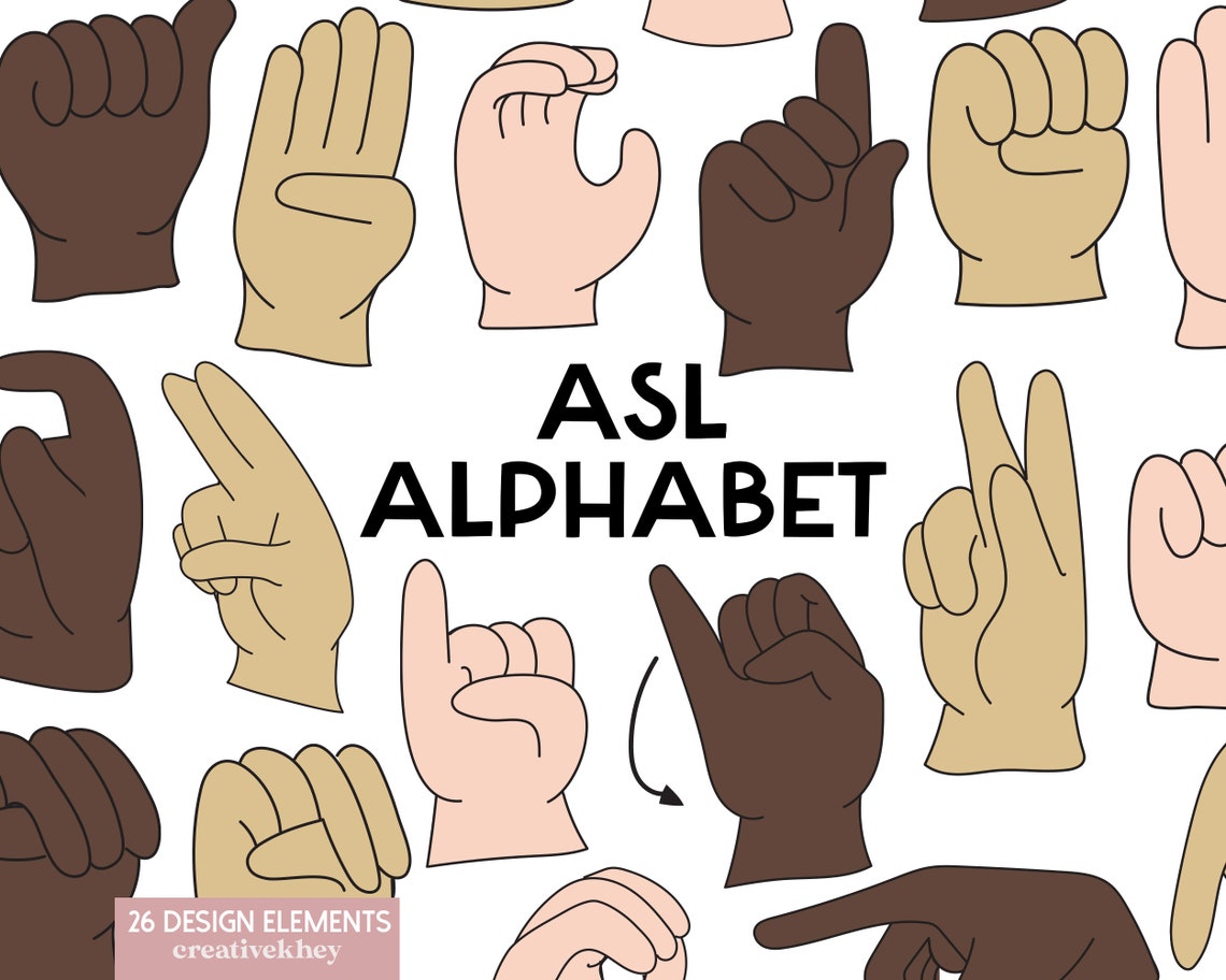 ASL Alphabet Clipart, American Sign Language PNG - Etsy