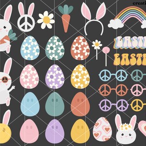 Retro Easter Clipart, Hippie Easter, Groovy Easter Clipart, Cute Easter ...