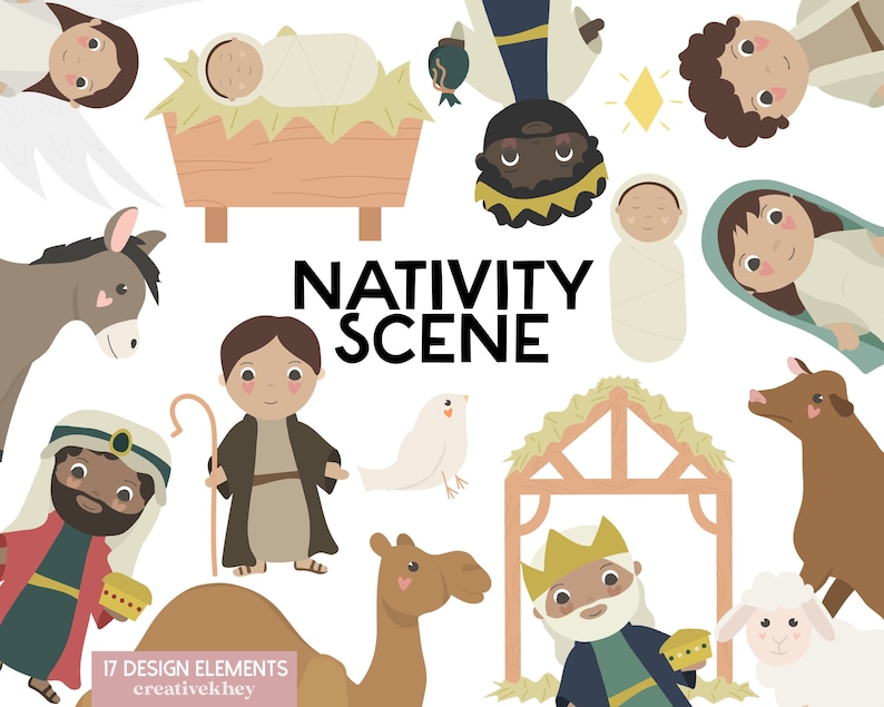 Nativity Clipart, Bible Story Clipart, Sunday School Clipart, Baby ...