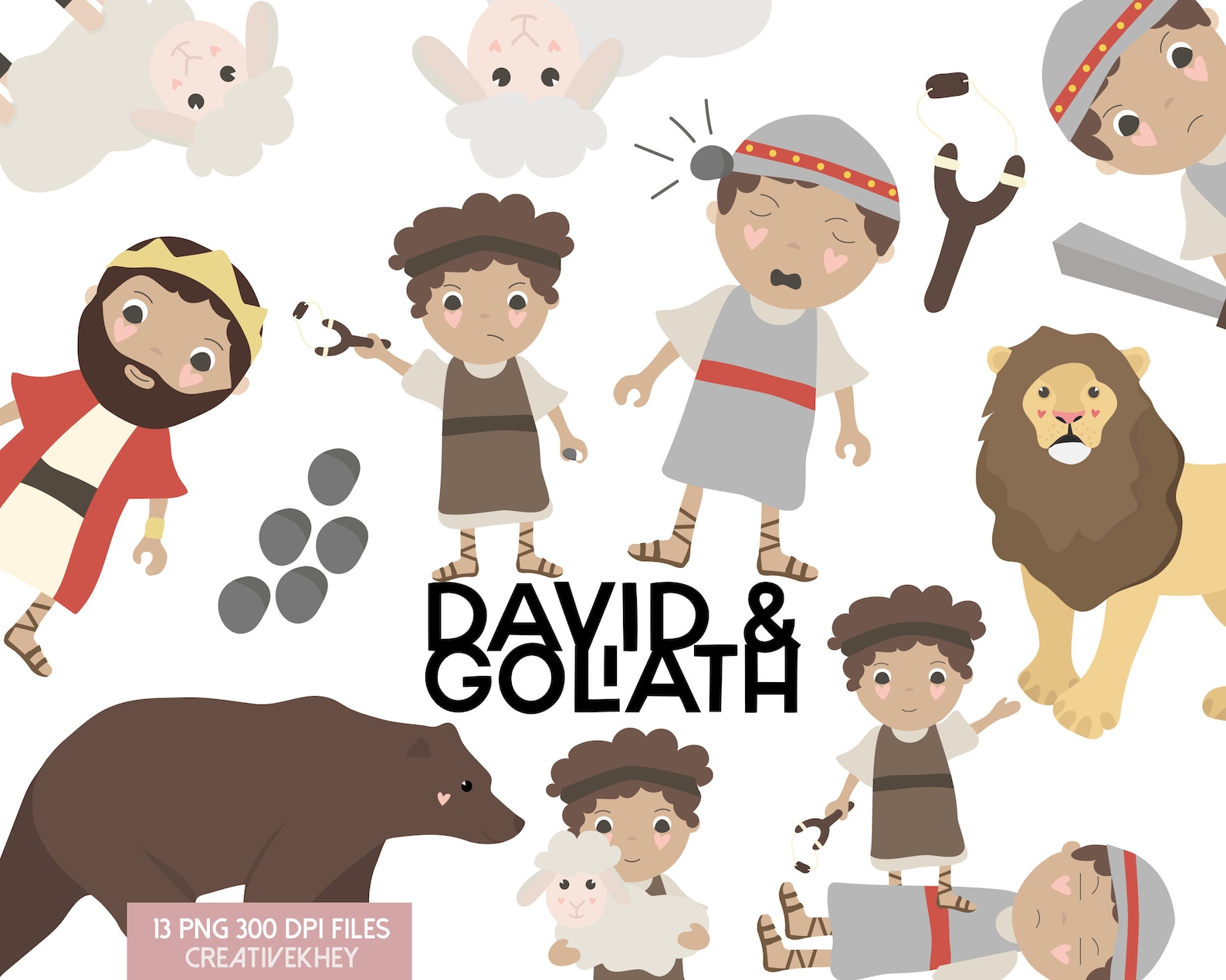 David and Goliath Clipart, Bible Story Clipart, Sunday School Clipart ...