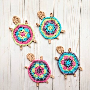 Crochet Turtle Coaster Set of 4 Tropical Turtle Coasters Sea - Etsy UK