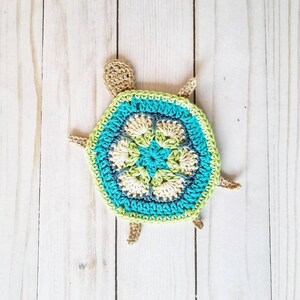 Crochet Turtle Coaster Set of 4, Tropical Turtle Coasters, Seat Turtle ...