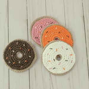 Donut Coasters, Crochet Donut Coffee Cup Coasters, Doughnut Coasters ...