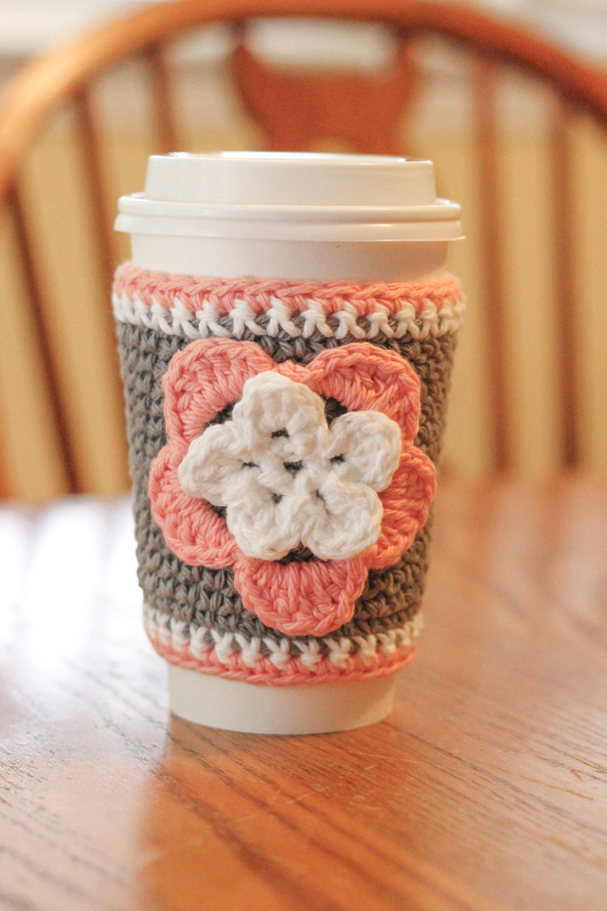 Crochet Coffee Cup Cozy Flower Coffee Cozy Coffee Lover - Etsy
