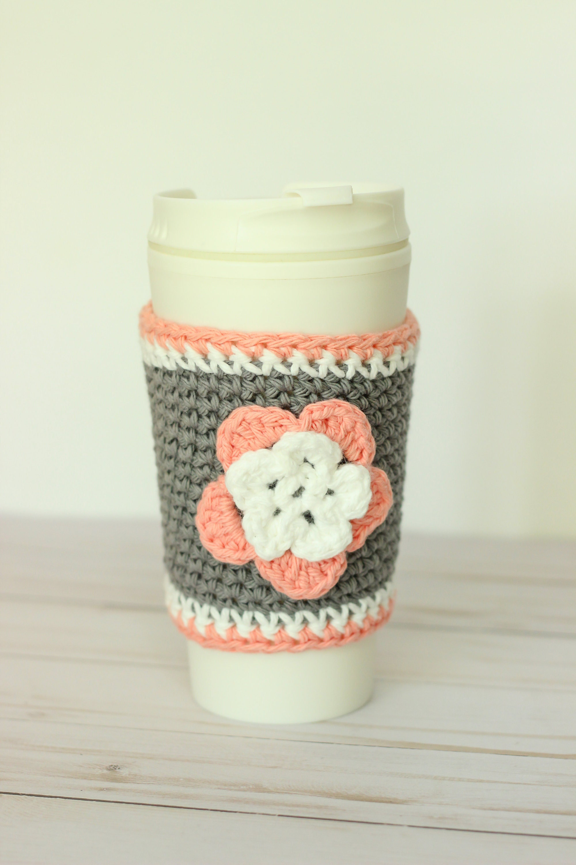 Crochet Coffee Cup Cozy Flower Coffee Cozy Coffee Lover - Etsy