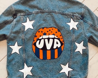 Custom Painted Jean Jacket University of Georgia - Etsy
