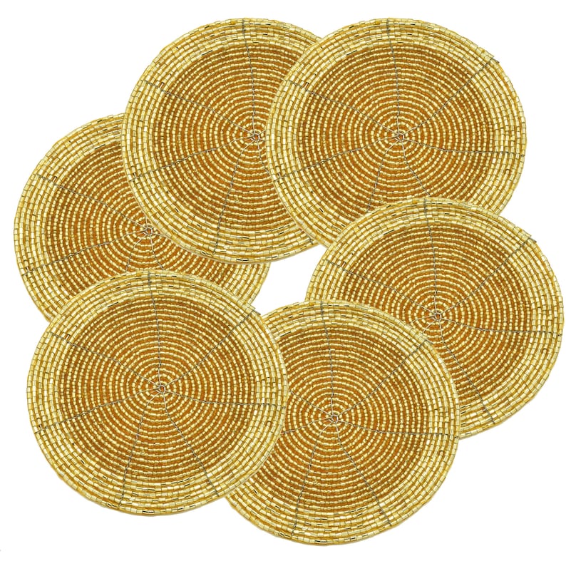 Golden Coasters Set of 6/8/10 Handmade Beaded Coasters - Etsy