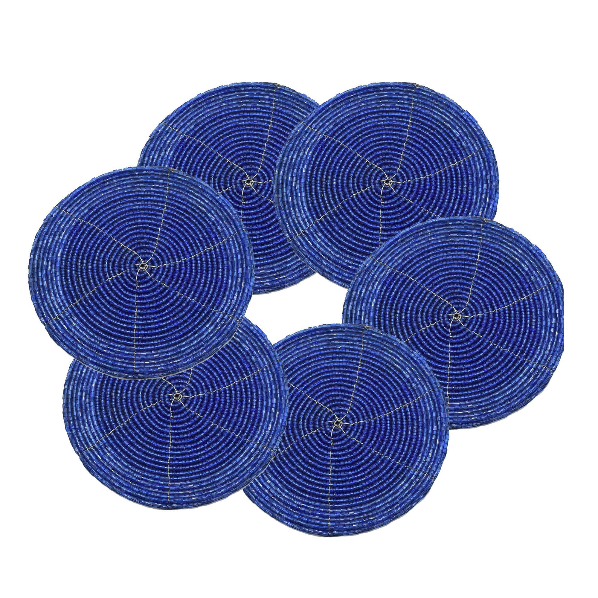 Royal Blue Coasters Set of 6 Handmade Beaded Coasters - Etsy