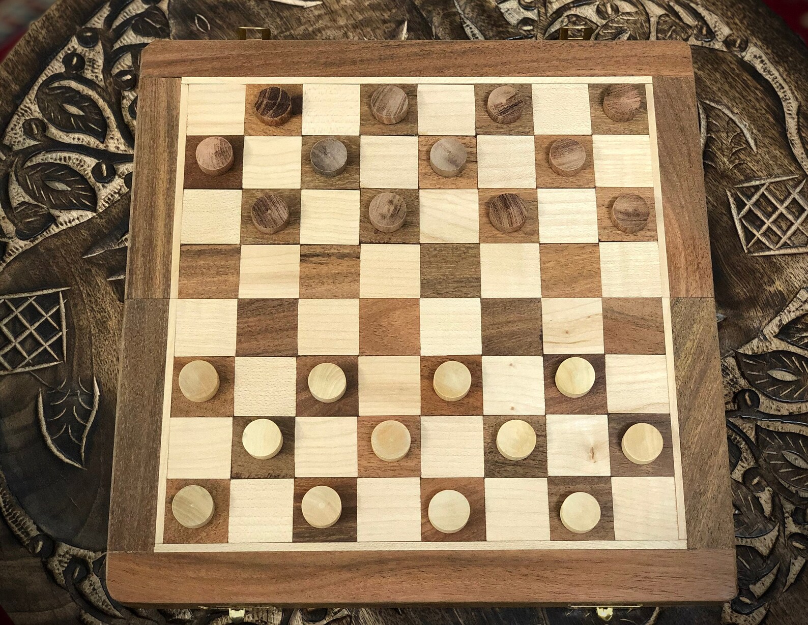 Wooden Draughts/ Checkers Set Folding Travel Magnetic - Etsy