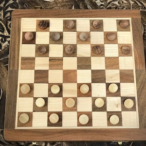 Wooden Draughts/ Checkers Set, Folding Travel Magnetic Checkers Board ...