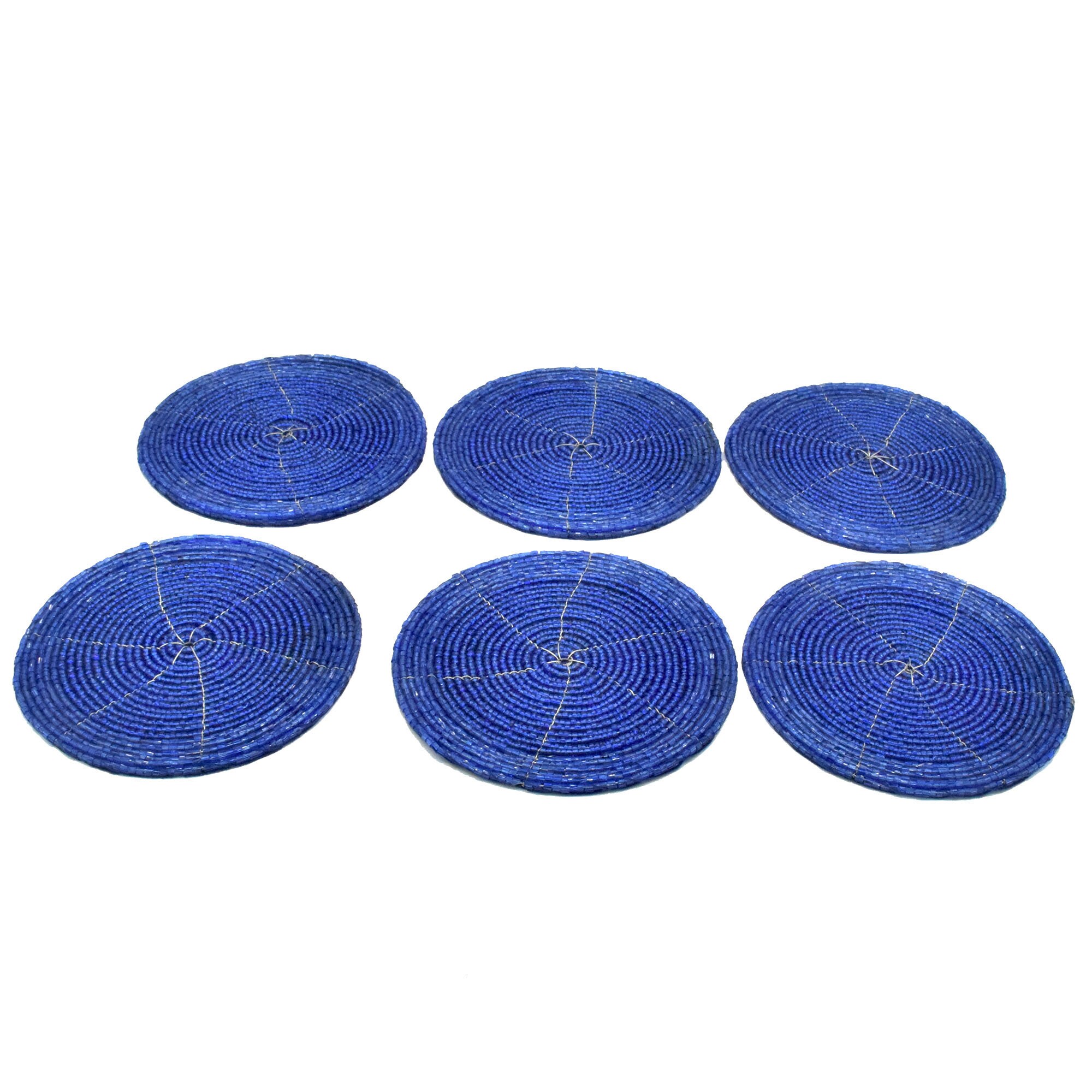 Royal Blue Coasters Set of 6 Handmade Beaded Coasters - Etsy
