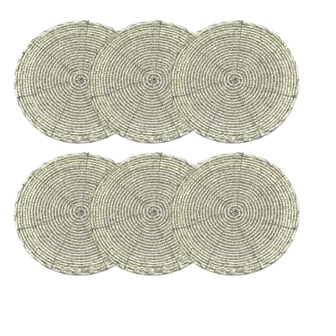 Handmade Beaded Silver Coasters, Set of 6 or More, Decorative Cup ...