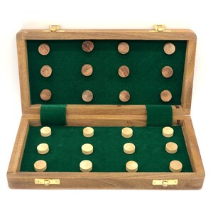 Wooden Draughts/ Checkers Set, Folding Travel Magnetic Checkers Board ...