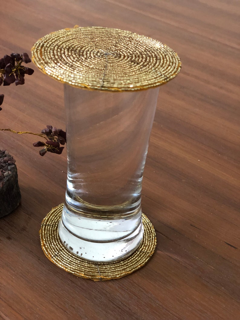 Golden Coasters Set of 6/8/10 Handmade Beaded Coasters - Etsy