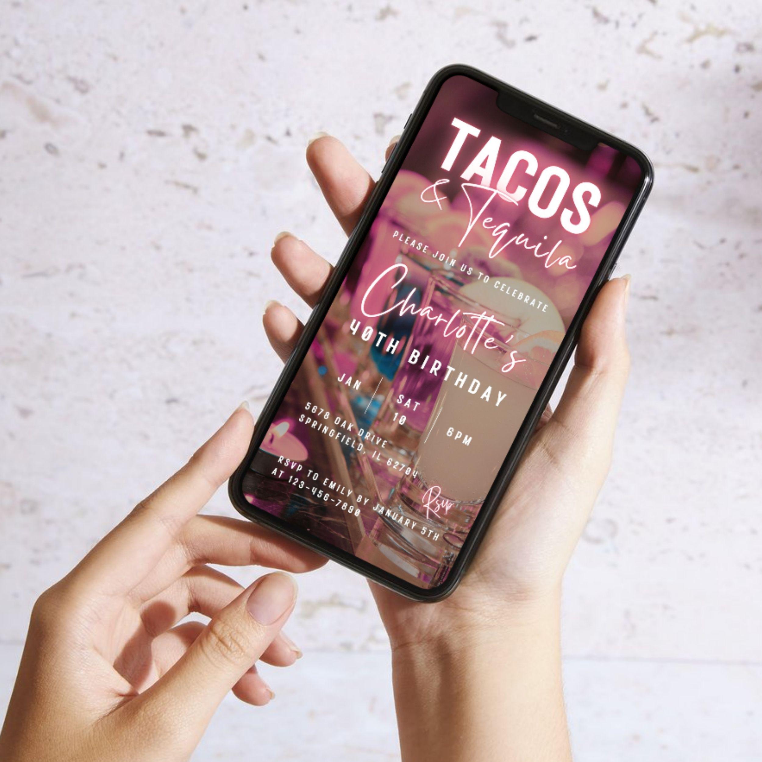 Tacos and Tequila Birthday Invite Animated Video Template Tequila ...