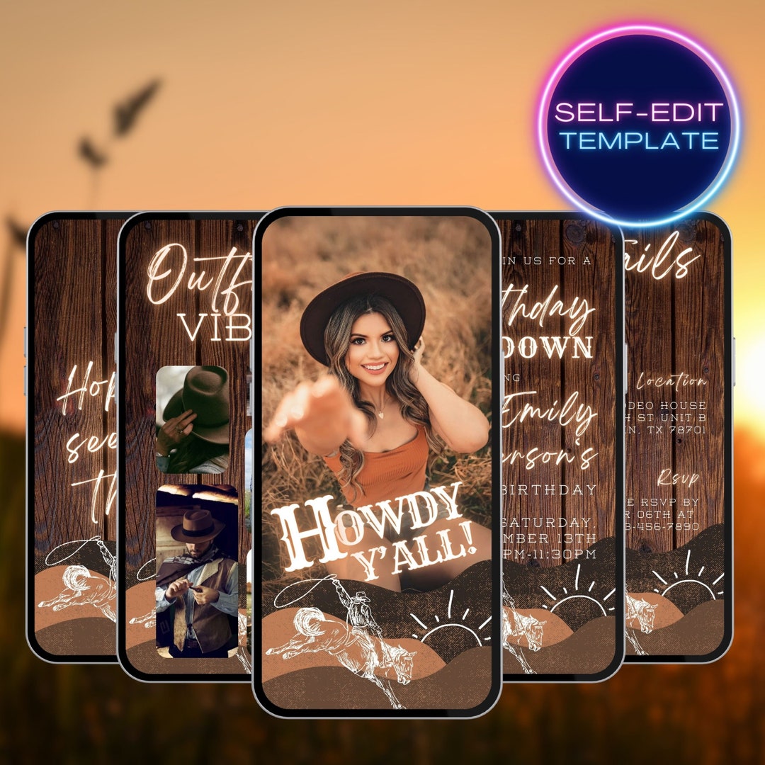 Howdy Y'all Birthday Hoedown Invite Western Digital Bday Party ...