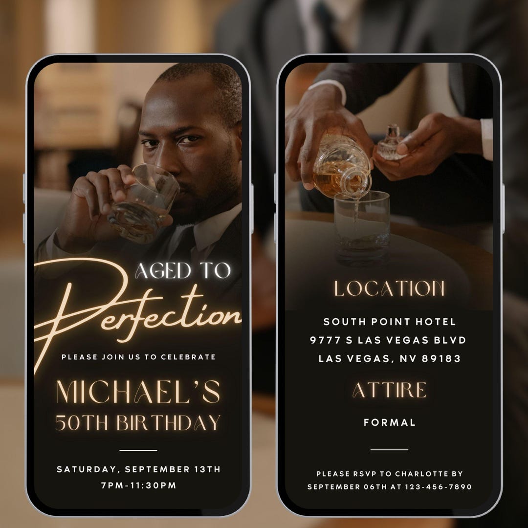 Whiskey 50th Birthday Dinner Invitation Aged to Perfection 30th Bday ...