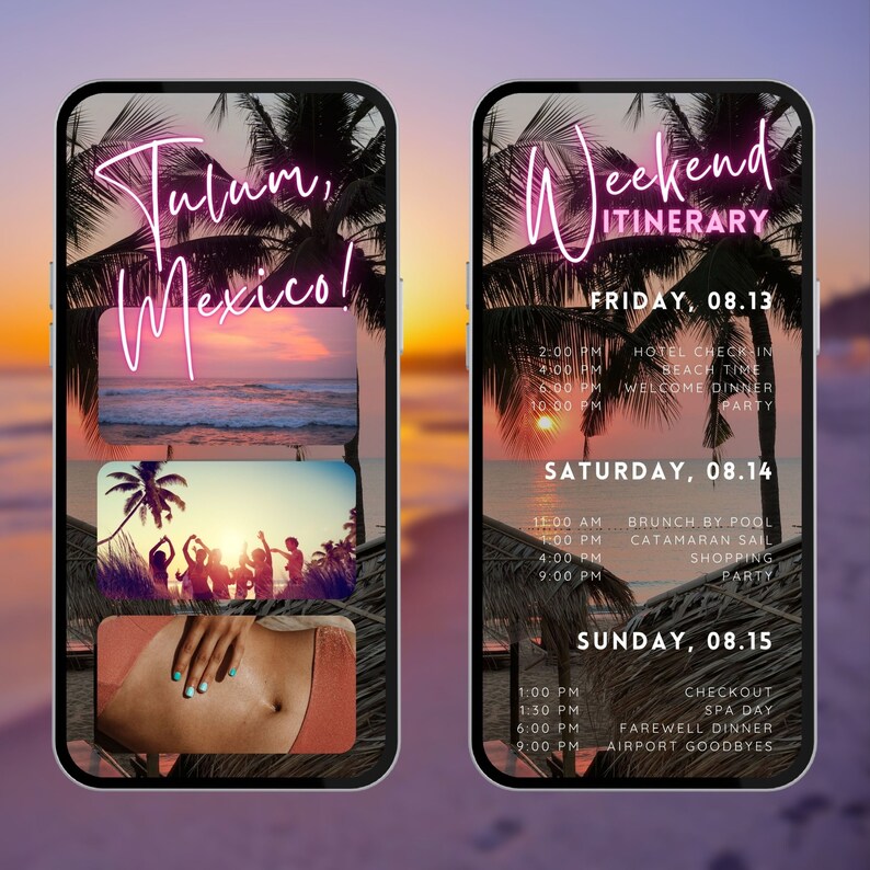 Tulum Mexico Digital Birthday Itinerary Invitation Girly Weekend ...