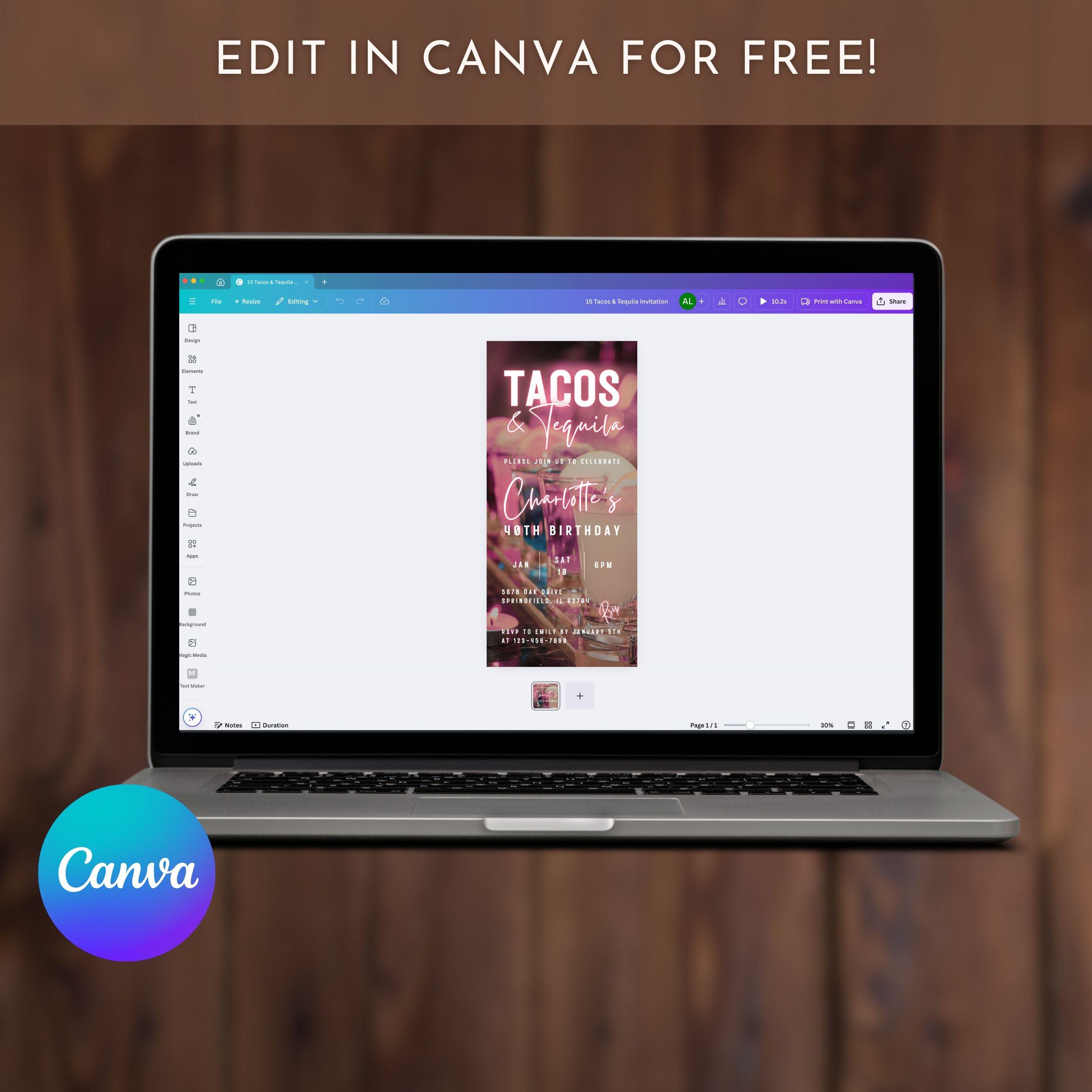 Tacos and Tequila Birthday Invite Animated Video Template Tequila ...