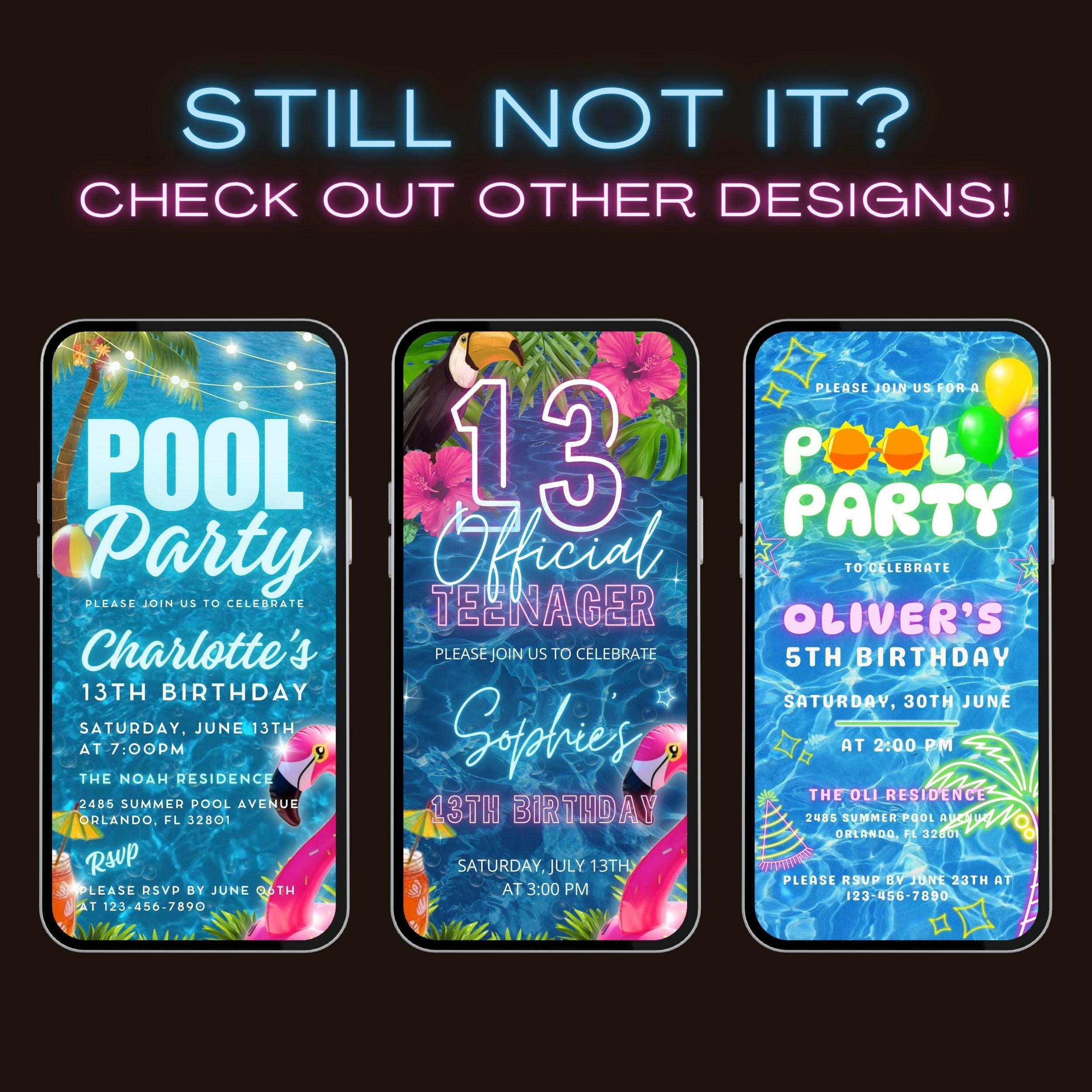 Girl 12th Birthday Pool Party Invite Splash Into 12 Tropical Summer ...