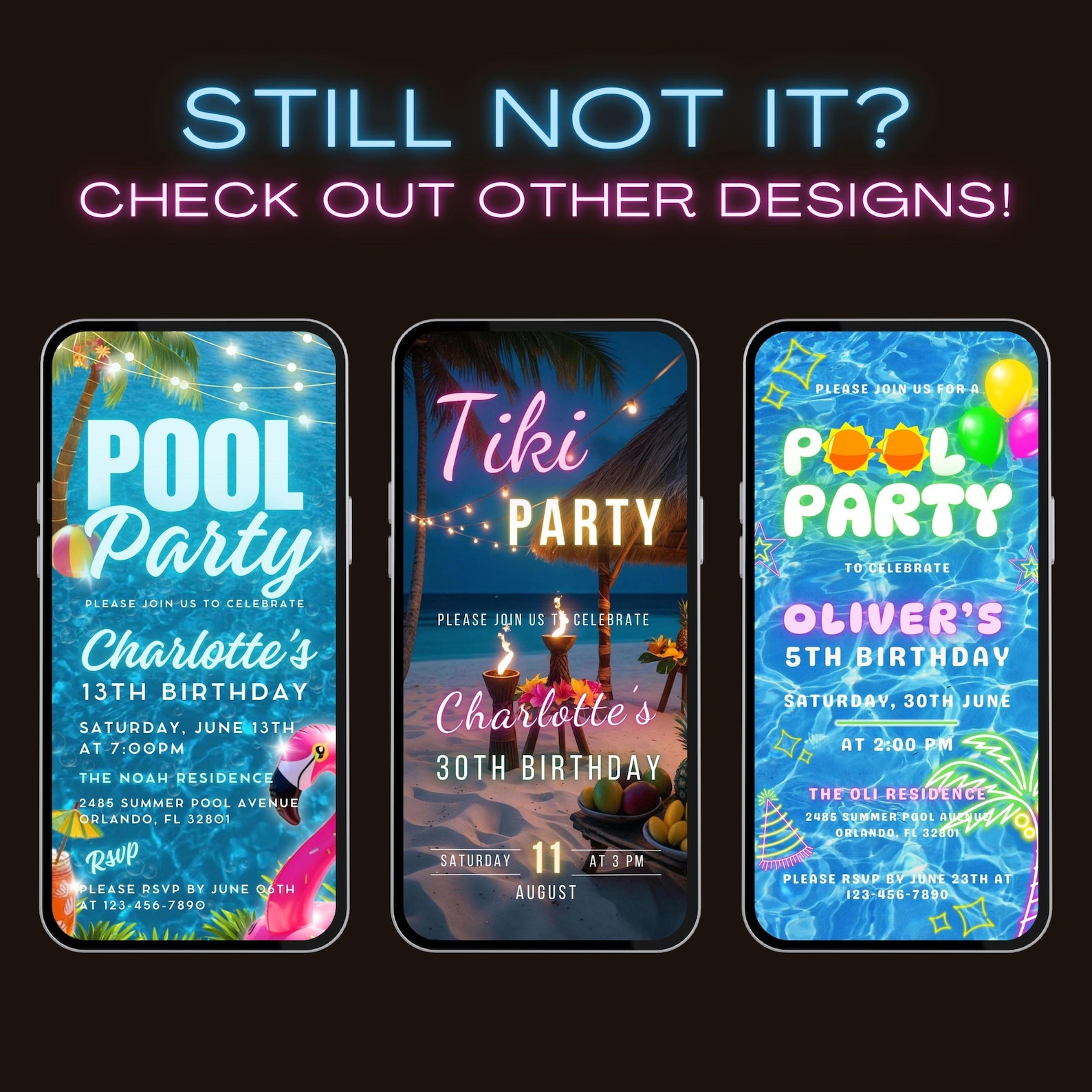 Teenage Swim Party Invite Girls 13th Birthday Pool Teen Swimming Bday ...