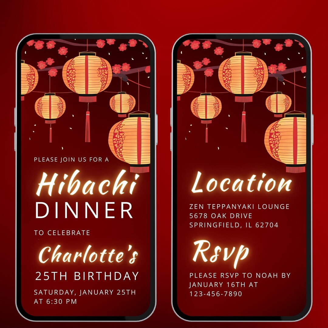 Hibachi Night Invite Sushi Dinner Invitation Hibachi Party Evite ...