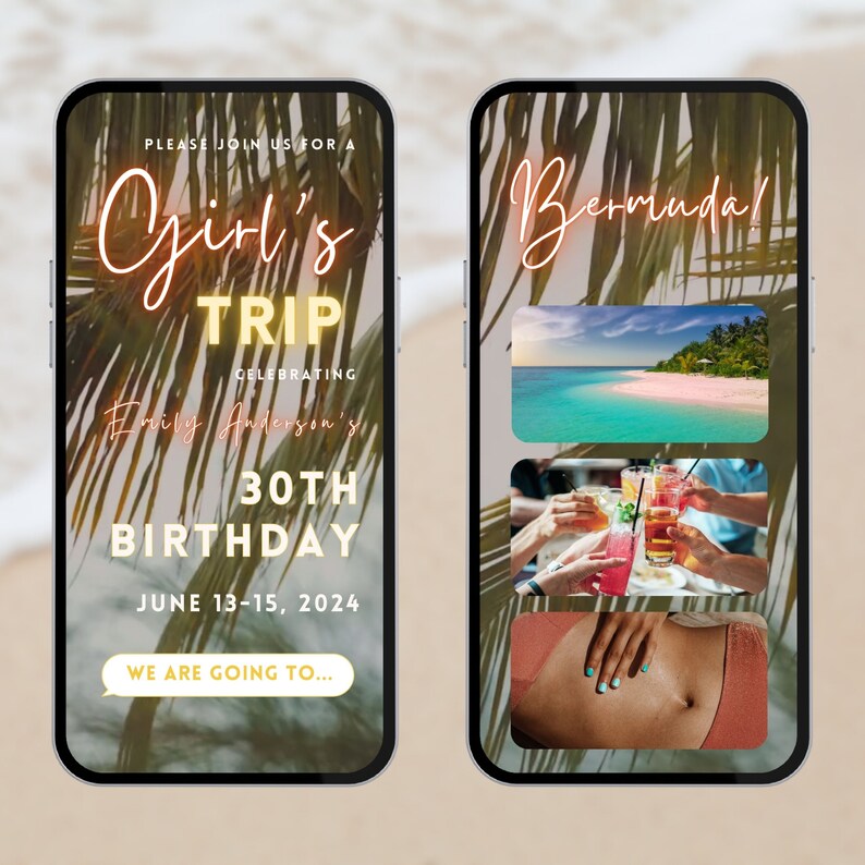Self-edit Girls Trip Birthday Weekend Tropical Beach Getaway, Digital ...