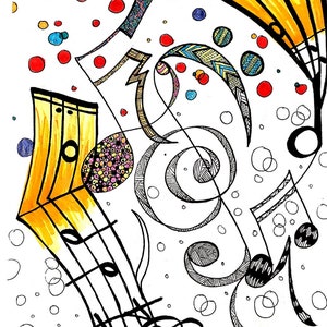 PRINTABLE COLORING PAGE Whimsical Music Zentangle - Etsy
