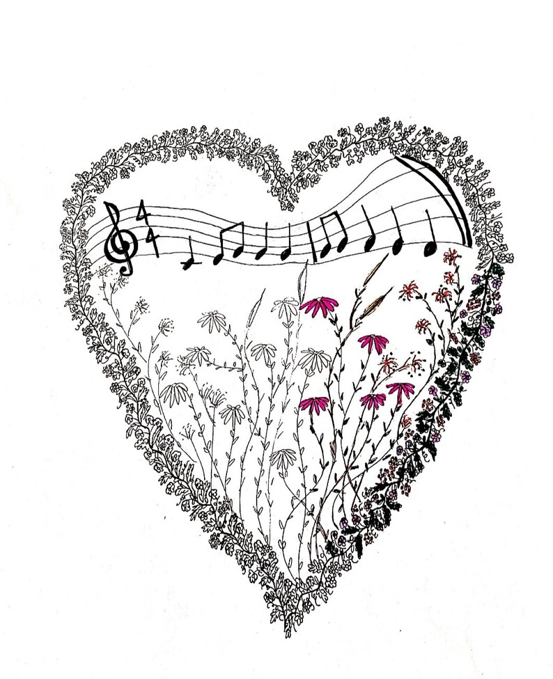 PRINTABLE COLORING PAGE Music Heart Coloring Sheet - Etsy