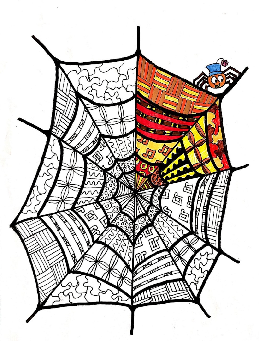 Spiderweb PDF Zentangle Instant Download Coloring Page - Etsy Australia
