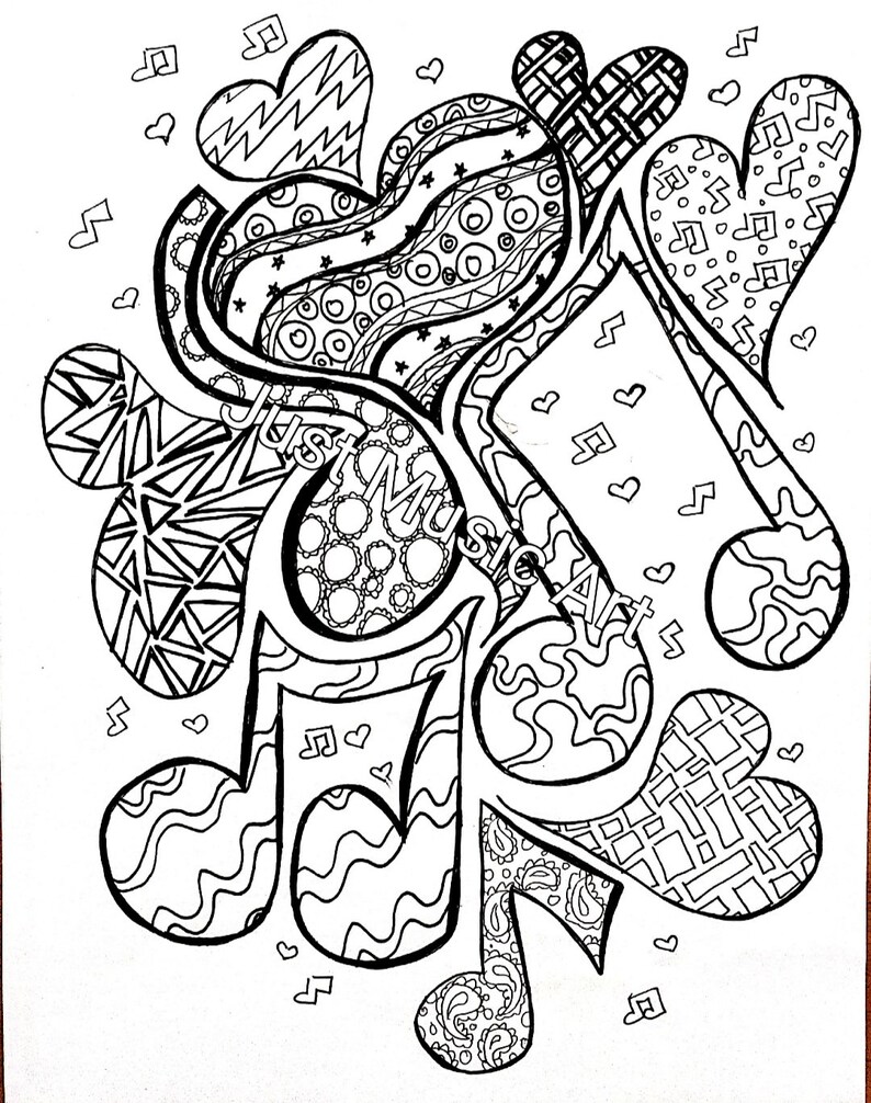 PRINTABLE COLORING PAGE Music - Etsy