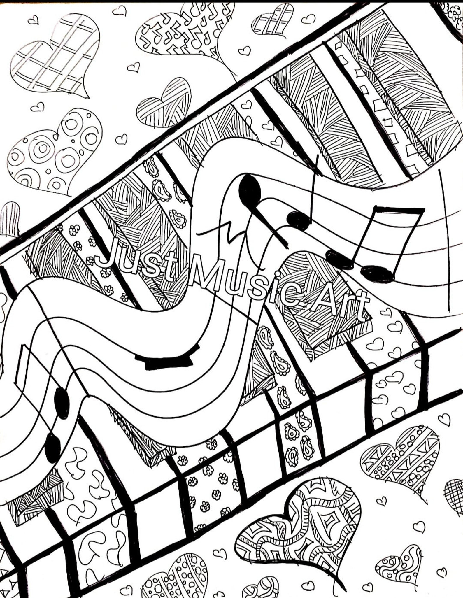 PRINTABLE COLORING PAGE Music Themed | Etsy