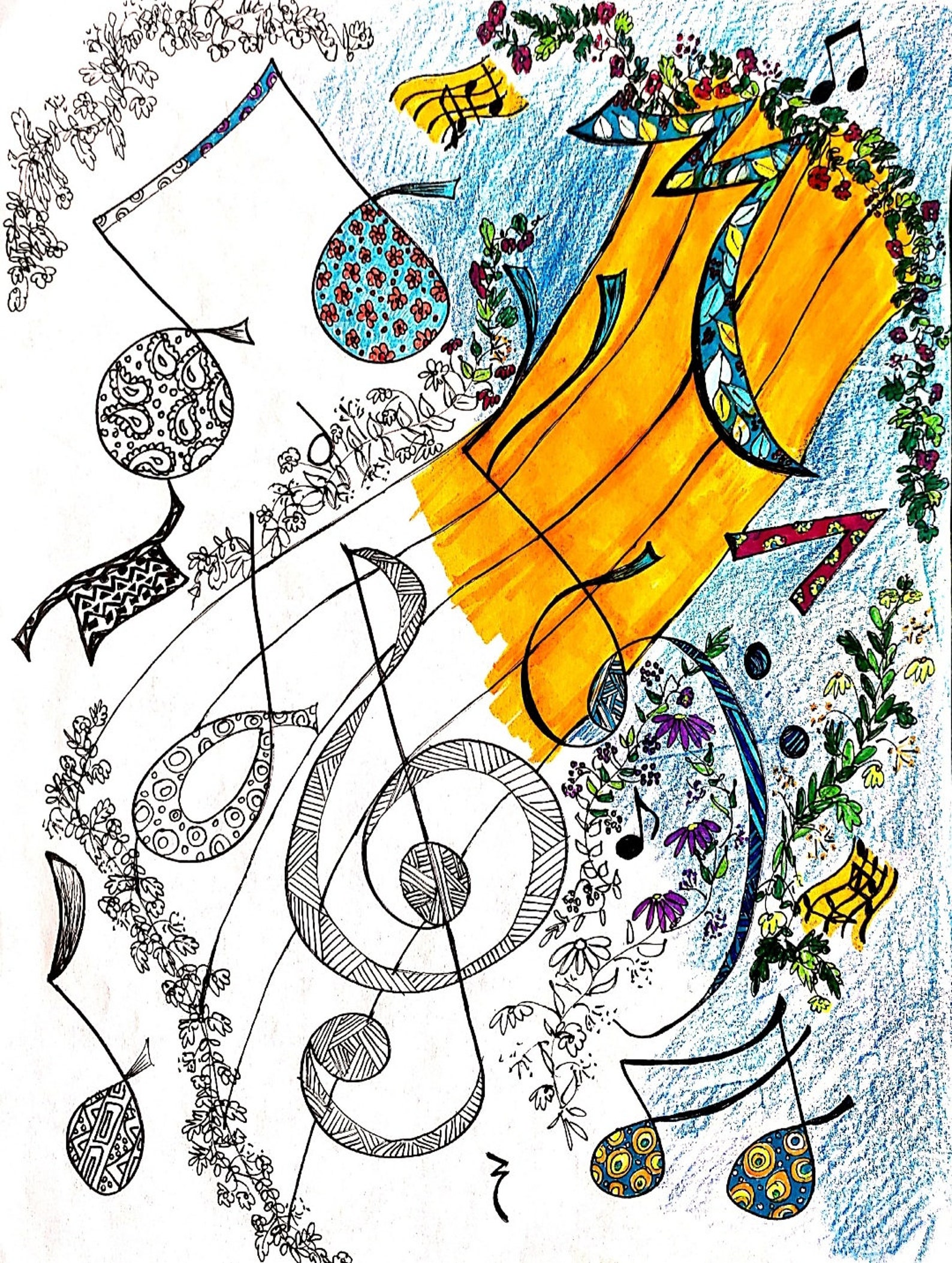 PRINTABLE COLORING PAGE Groovy Music - Etsy