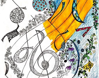 PRINTABLE COLORING PAGE Zentangle Music - Etsy