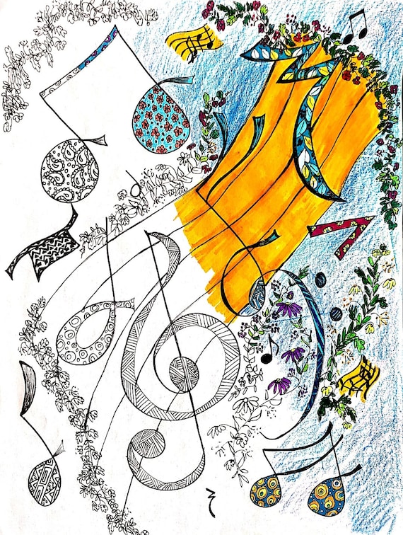 PRINTABLE COLORING PAGE Groovy Music | Etsy