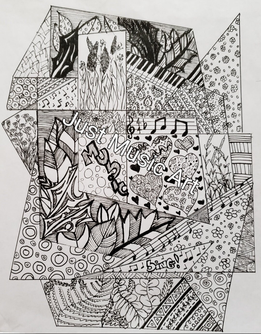 PRINTABLE COLORING PAGE Music Zentangle - Etsy