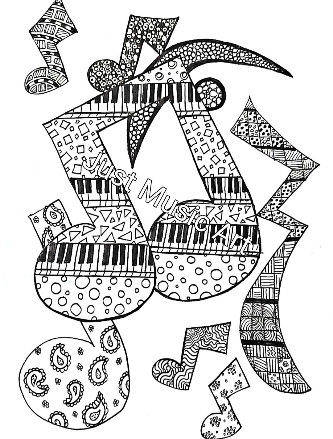 PRINTABLE COLORING PAGE Zentangle Music - Etsy