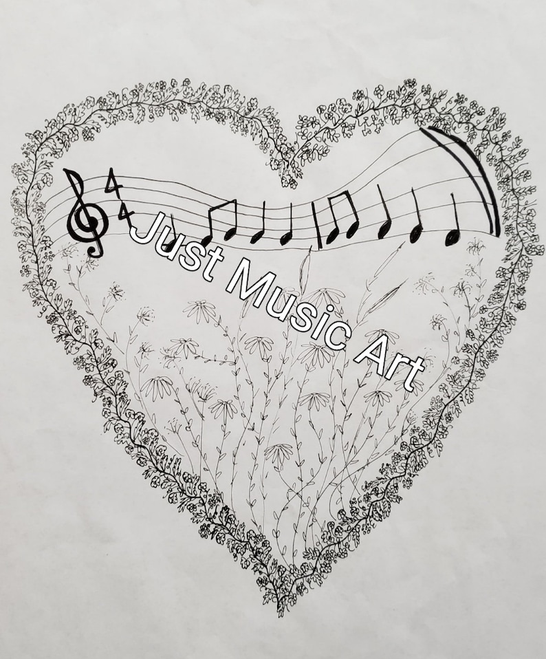 PRINTABLE COLORING PAGE Music Heart Coloring Sheet - Etsy