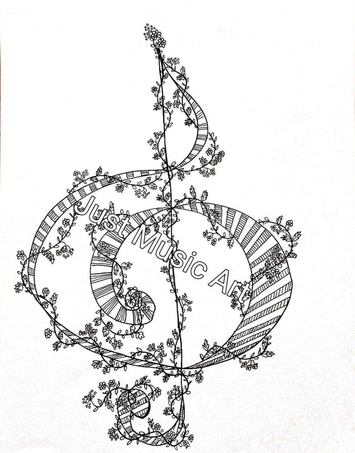 PRINTABLE COLORING PAGE Treble Clef - Etsy