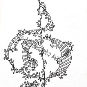 PRINTABLE COLORING PAGE Treble Clef - Etsy