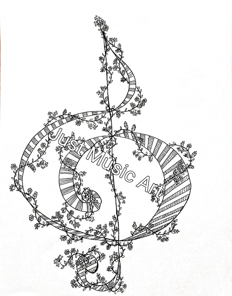 PRINTABLE COLORING PAGE Treble Clef - Etsy