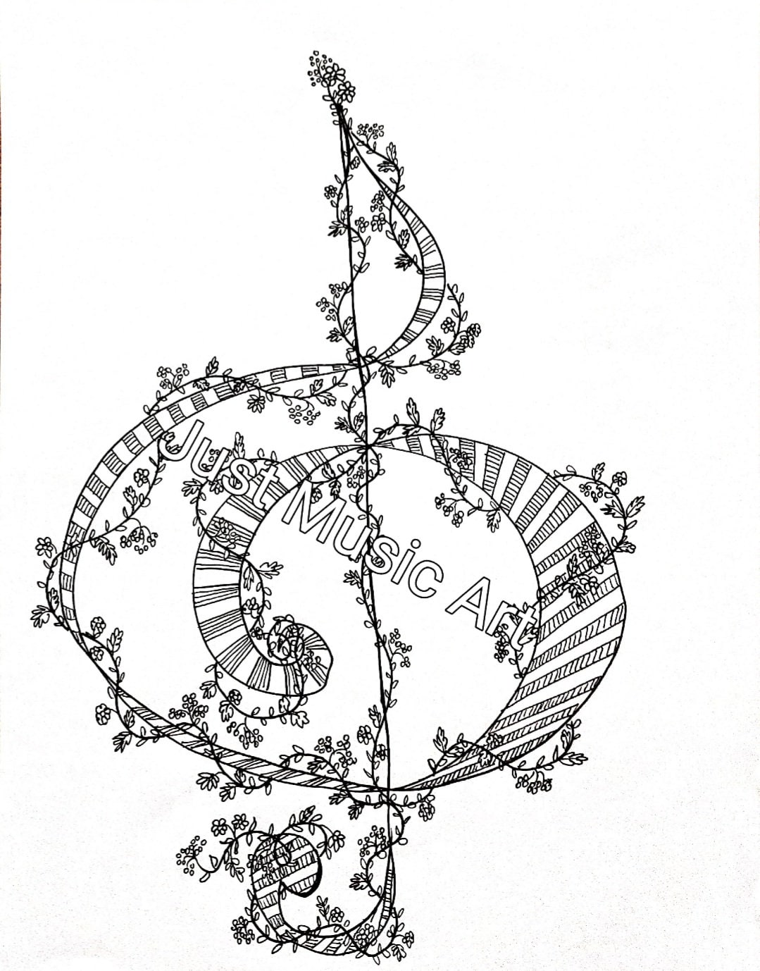 PRINTABLE COLORING PAGE Treble Clef - Etsy