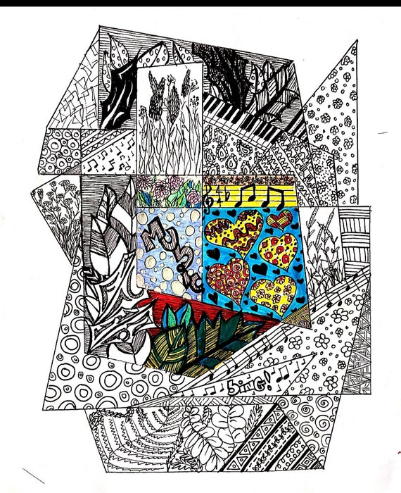 PRINTABLE COLORING PAGE Music Zentangle | Etsy