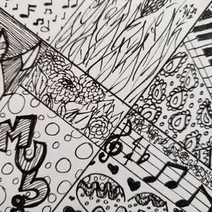PRINTABLE COLORING PAGE Music Zentangle - Etsy