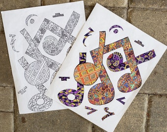 PRINTABLE COLORING PAGE Coffee and Music - Etsy