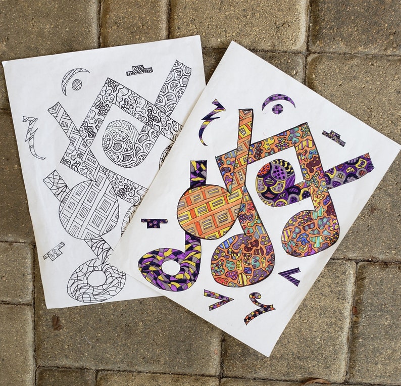 PRINTABLE COLORING PAGE Zentangle Music - Etsy