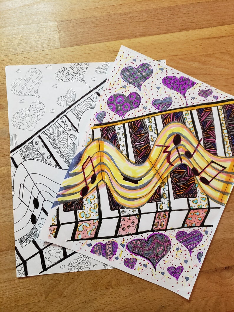 PRINTABLE COLORING PAGE Music Themed - Etsy