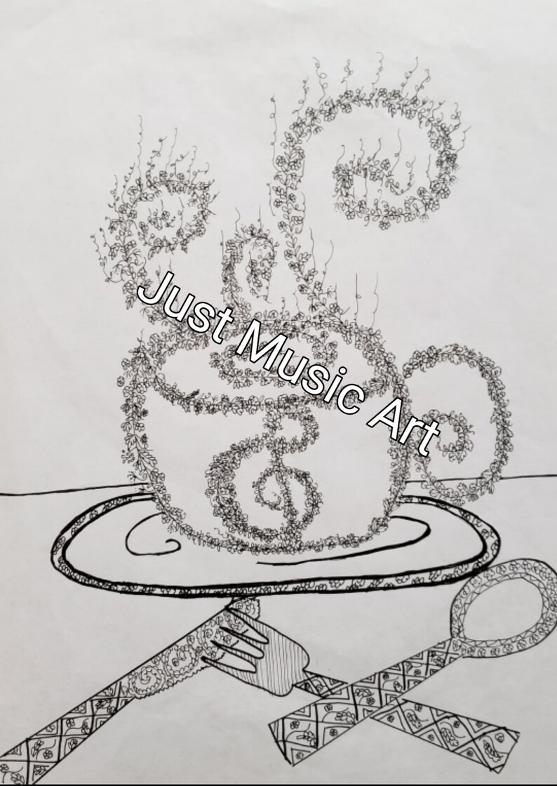 PRINTABLE COLORING PAGE Coffee and Music - Etsy