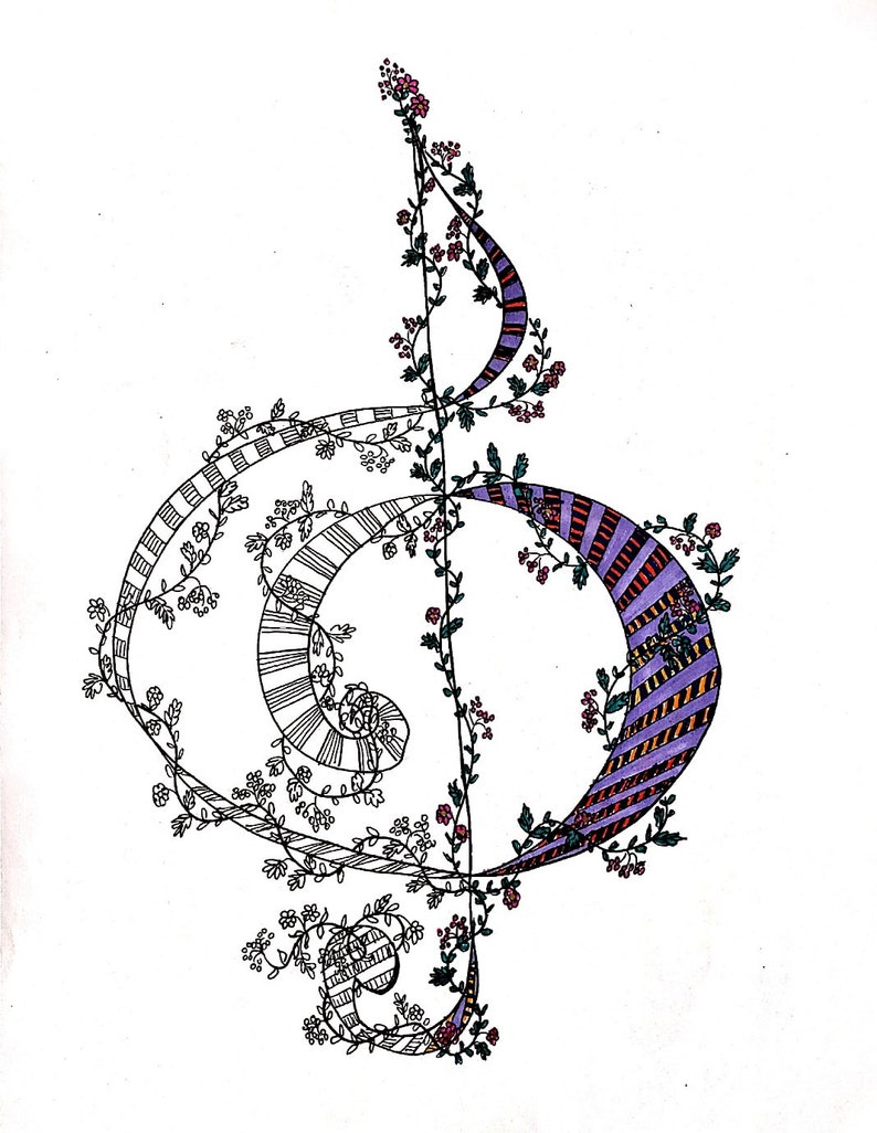 PRINTABLE COLORING PAGE Treble Clef - Etsy