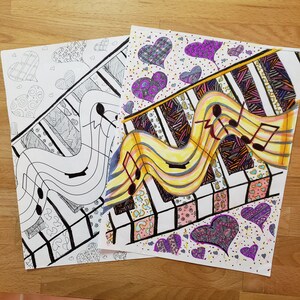 PRINTABLE COLORING PAGE Music Themed - Etsy